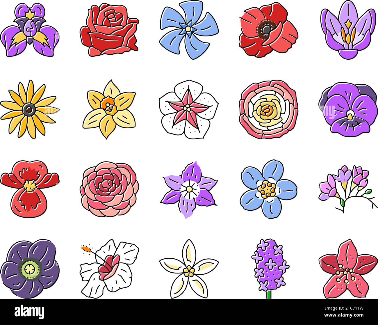 flower blossom spring icons set vector Stock Vector Image & Art - Alamy