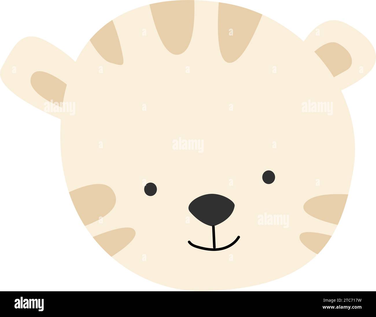 simple portrait white tiger of wild baby animal. Vector illustration of ...