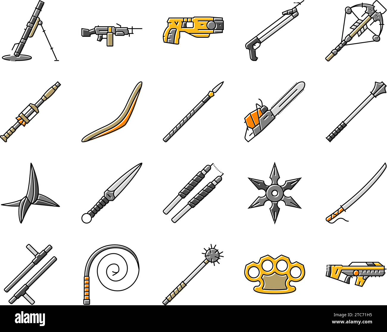weapon gun game knife war icons set vector Stock Vector Image & Art - Alamy