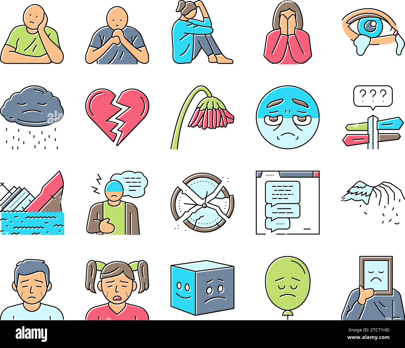 sad mood emotion face icons set vector Stock Vector Image & Art - Alamy