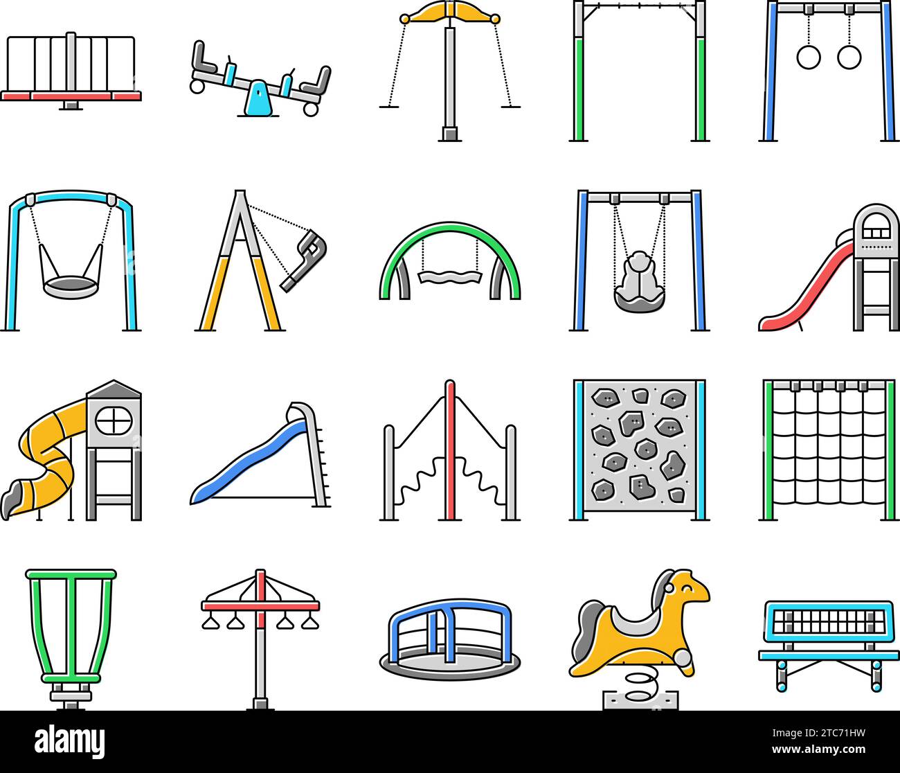 playground park outdoor play icons set vector Stock Vector Image & Art ...