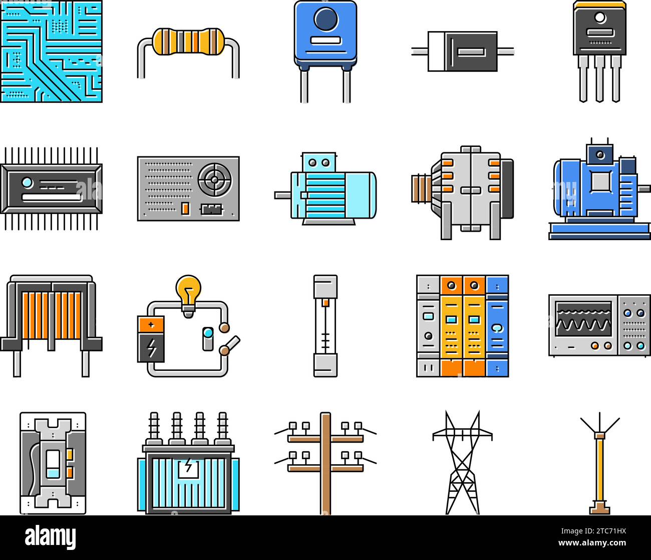 electrical engineer industry work icons set vector Stock Vector Image ...