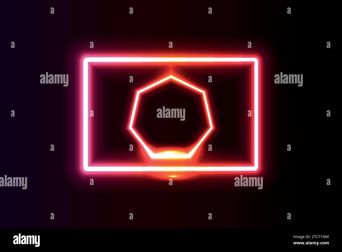 Neon light in the shape of a rectangle and heptagon vector illustration ...