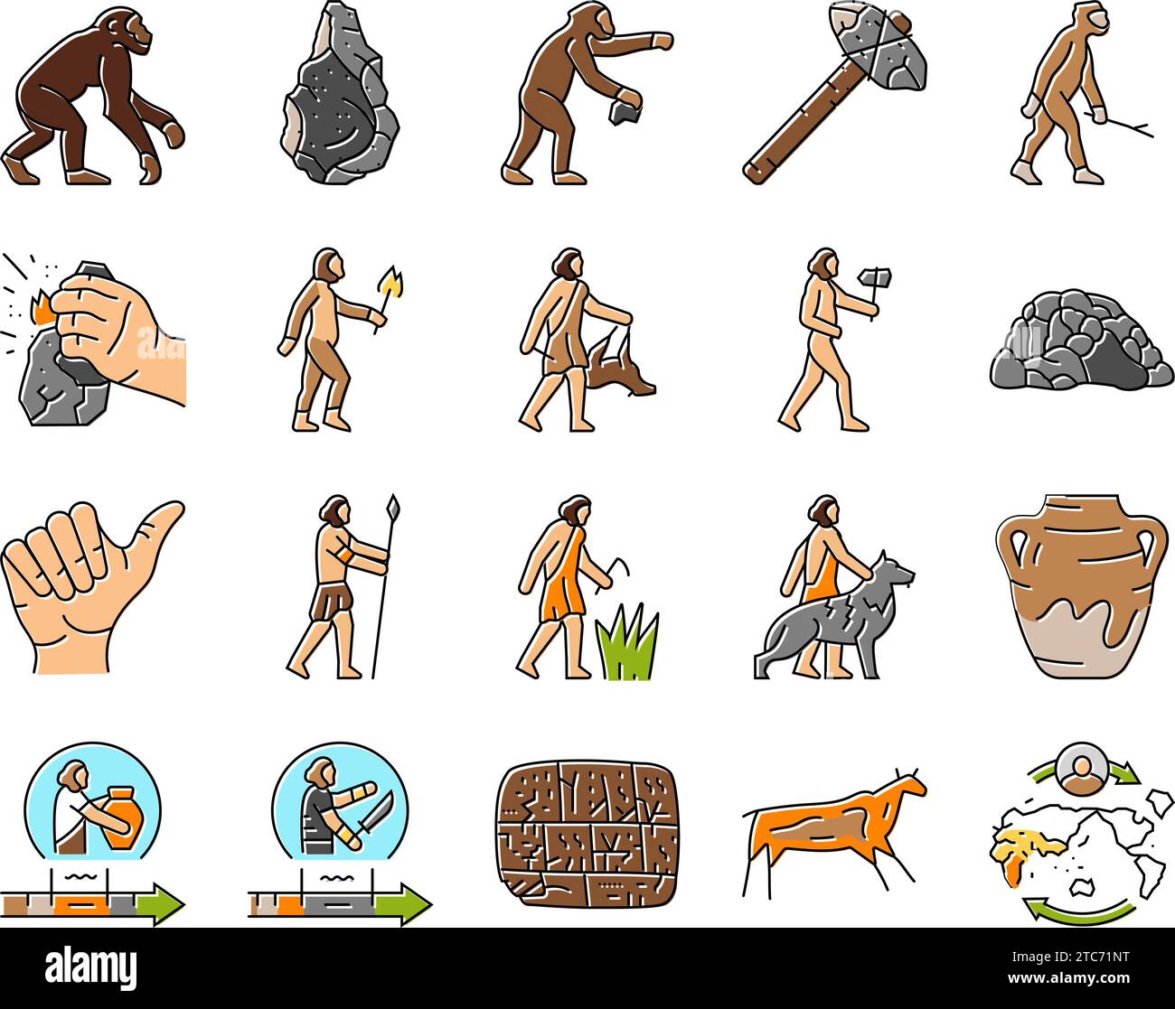 human evolution man caveman icons set vector Stock Vector Image & Art ...