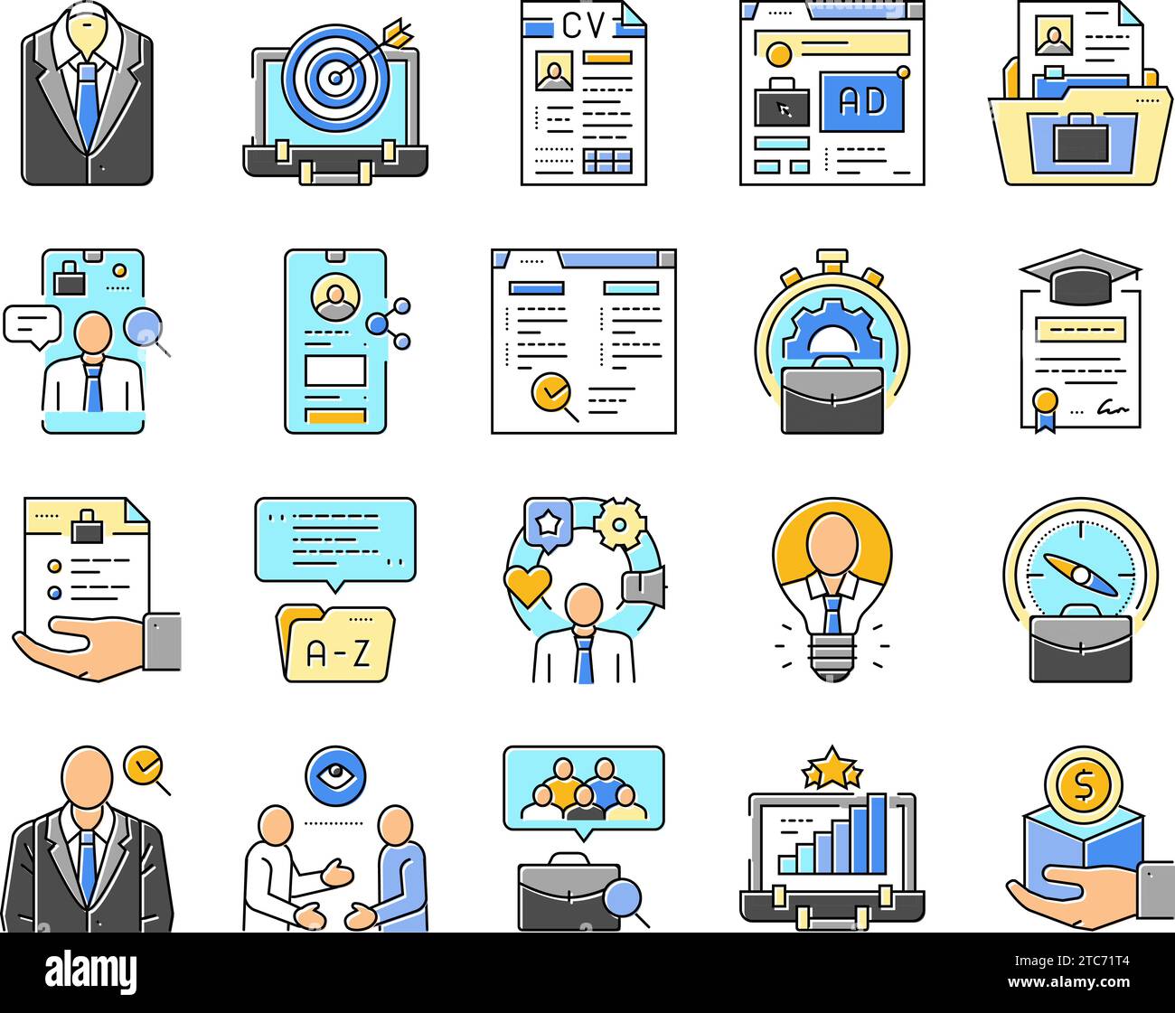 interview job business employee icons set vector Stock Vector Image ...
