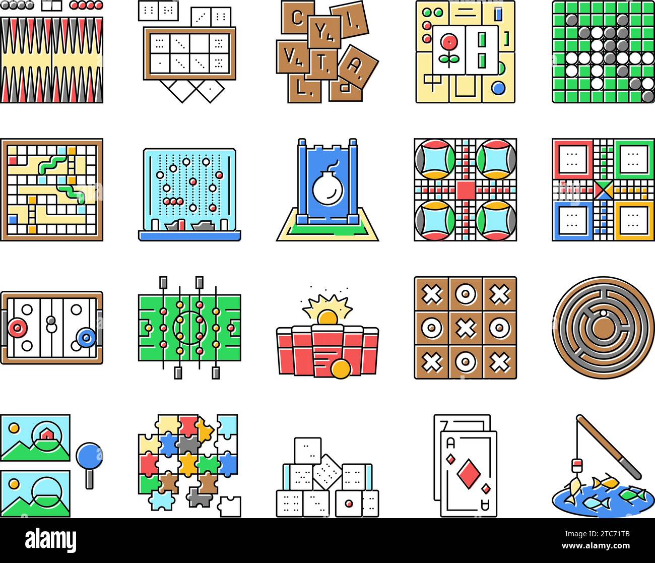 Game Table Play Board Icons Set Vector Stock Vector Image And Art Alamy
