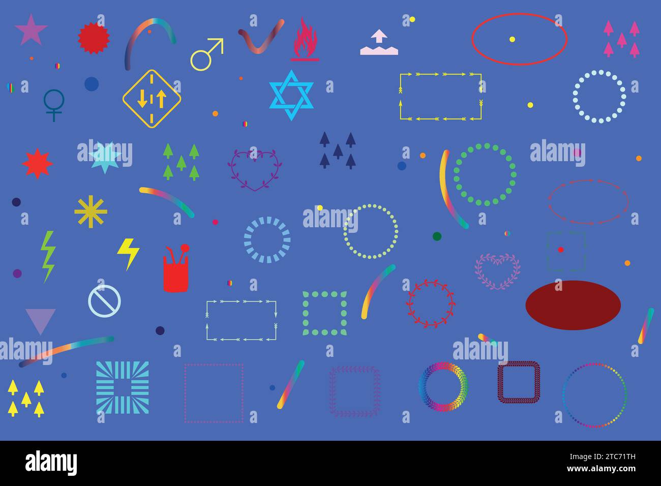 Vector colorful cute doodles, abstract shapes and simple pattern design ...