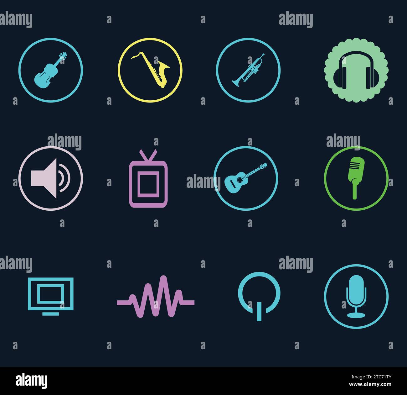 Vector music audiences constellation and production icons on an ...