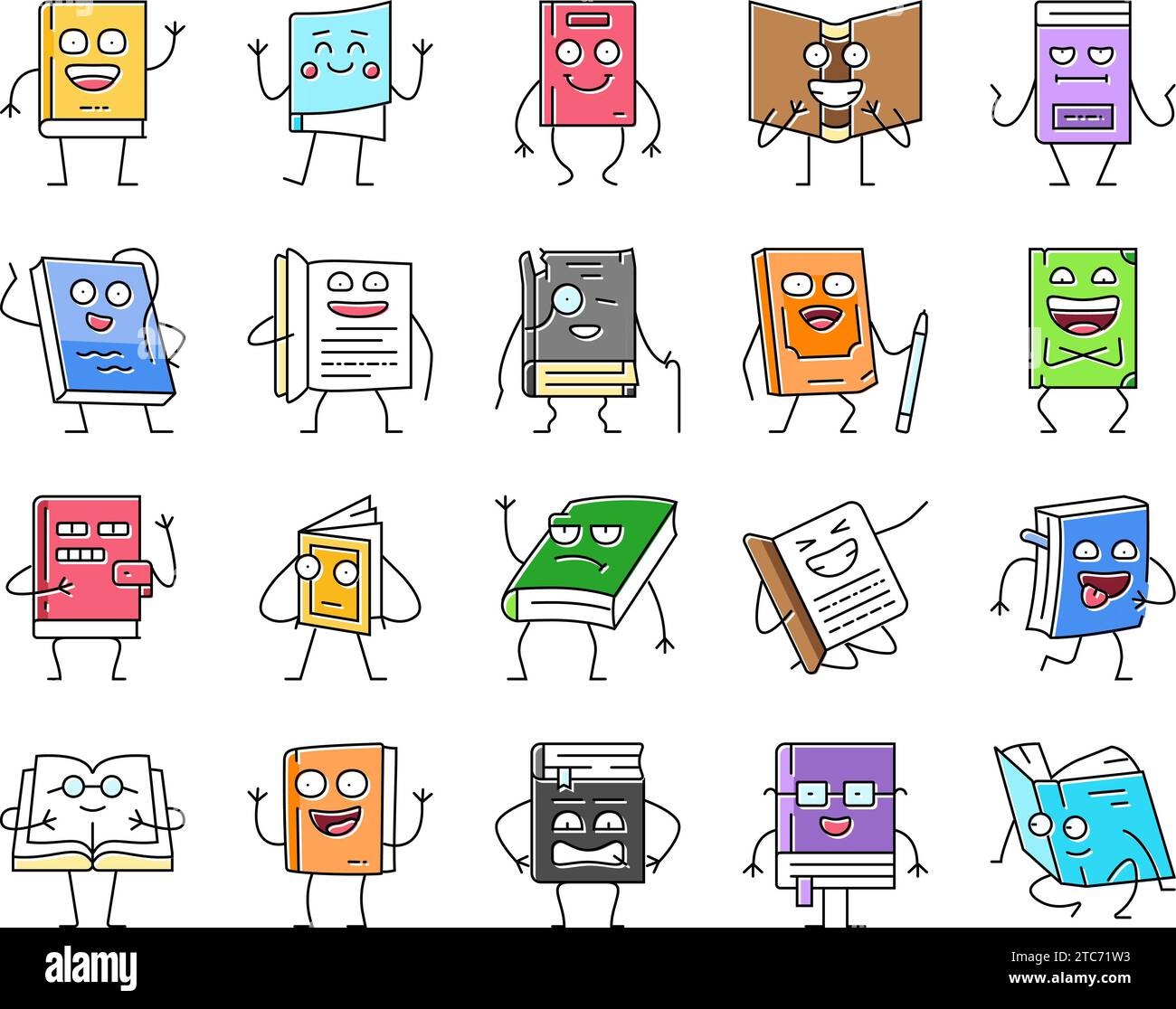 book character education library icons set vector Stock Vector Image ...