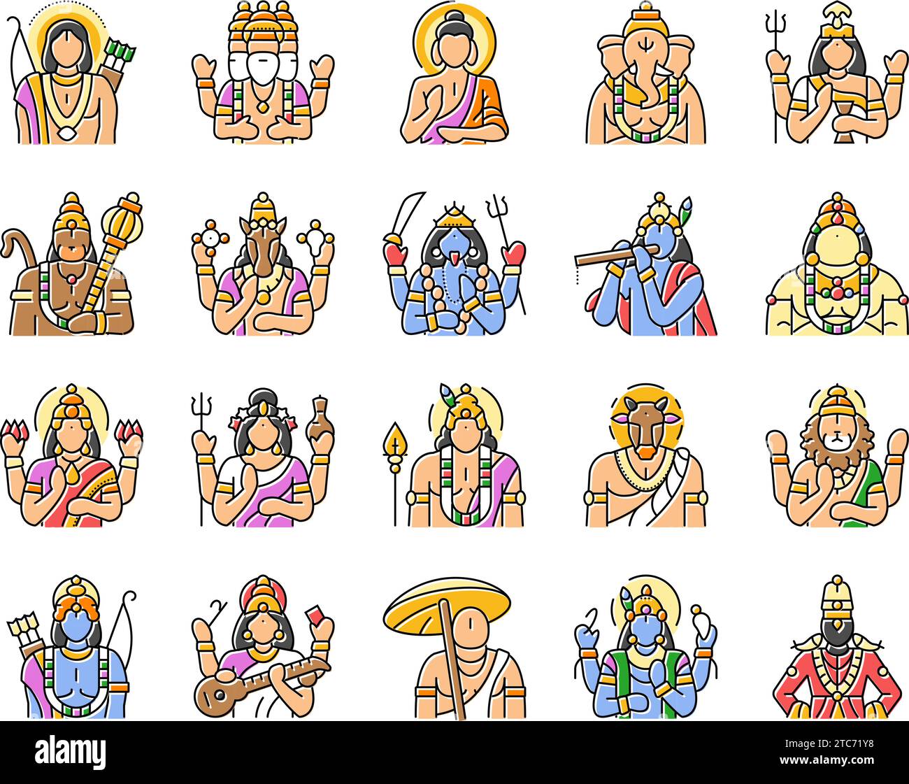 god indian hindu lord krishna icons set vector Stock Vector Image & Art ...