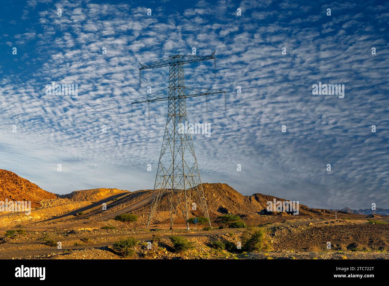 Big Transmission Electrical Post in Desert Stock Photo - Alamy