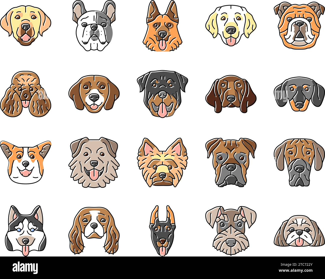 dog puppy pet animal cute icons set vector Stock Vector Image & Art - Alamy