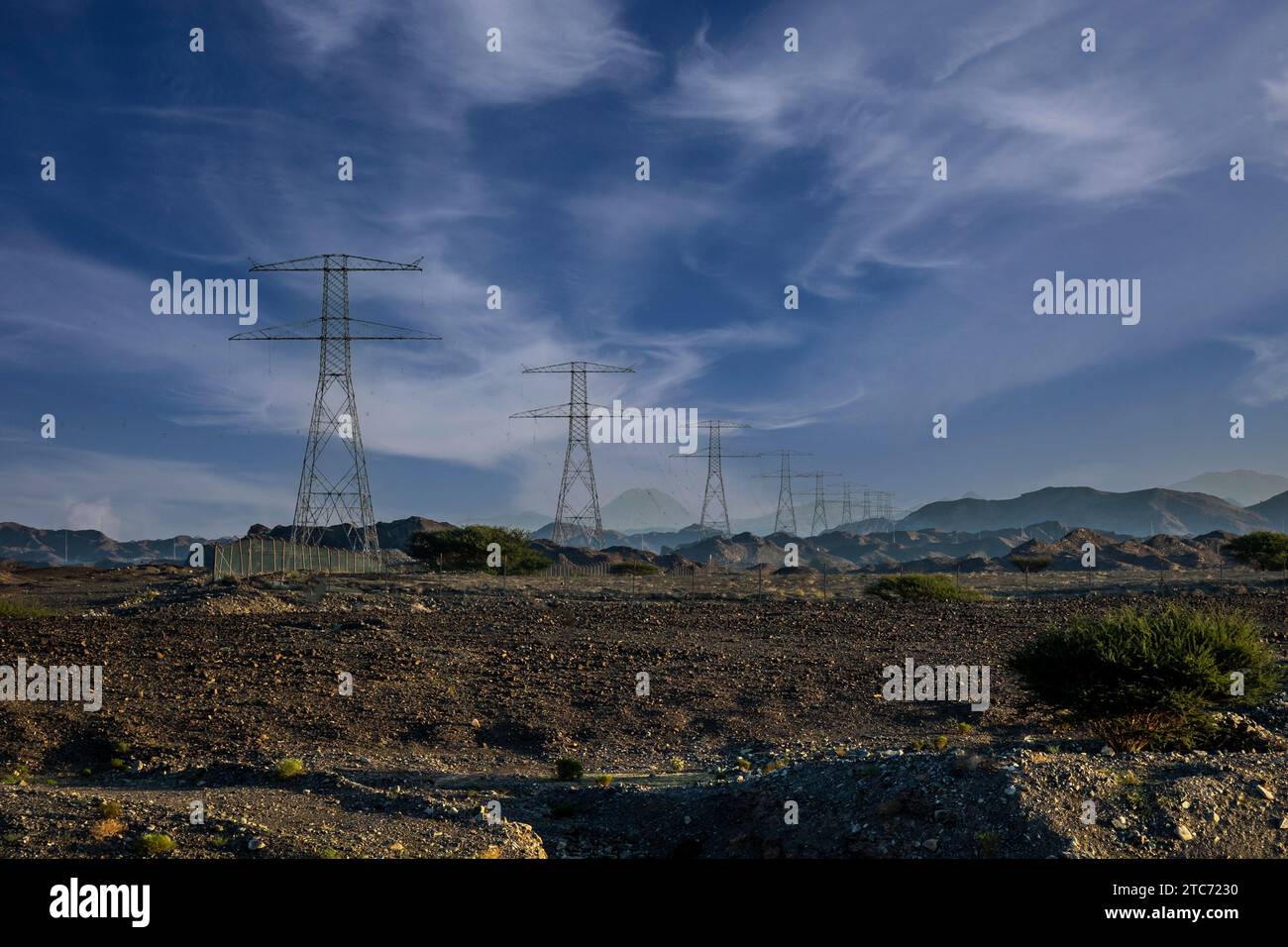 Big Transmission Electrical Post in Desert Stock Photo - Alamy
