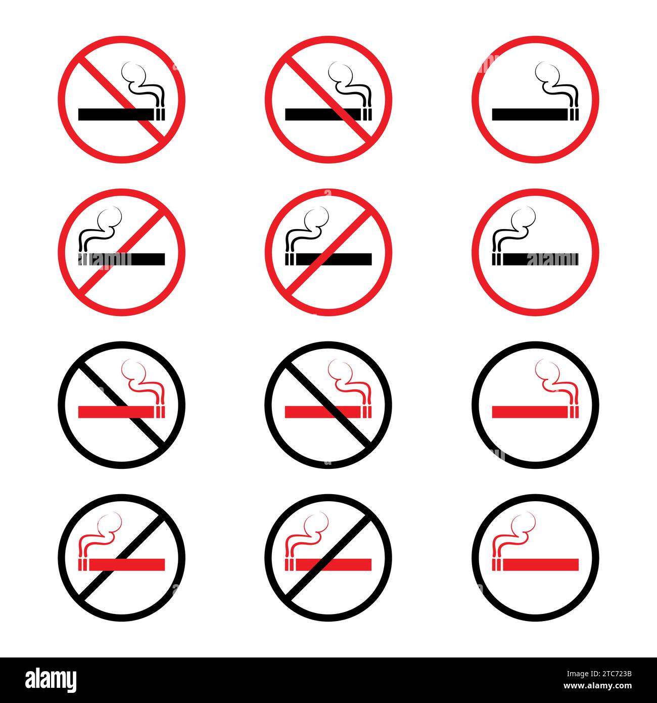 No smoking sign, No cigarette sign icons, Cigarette ban sign vector ...