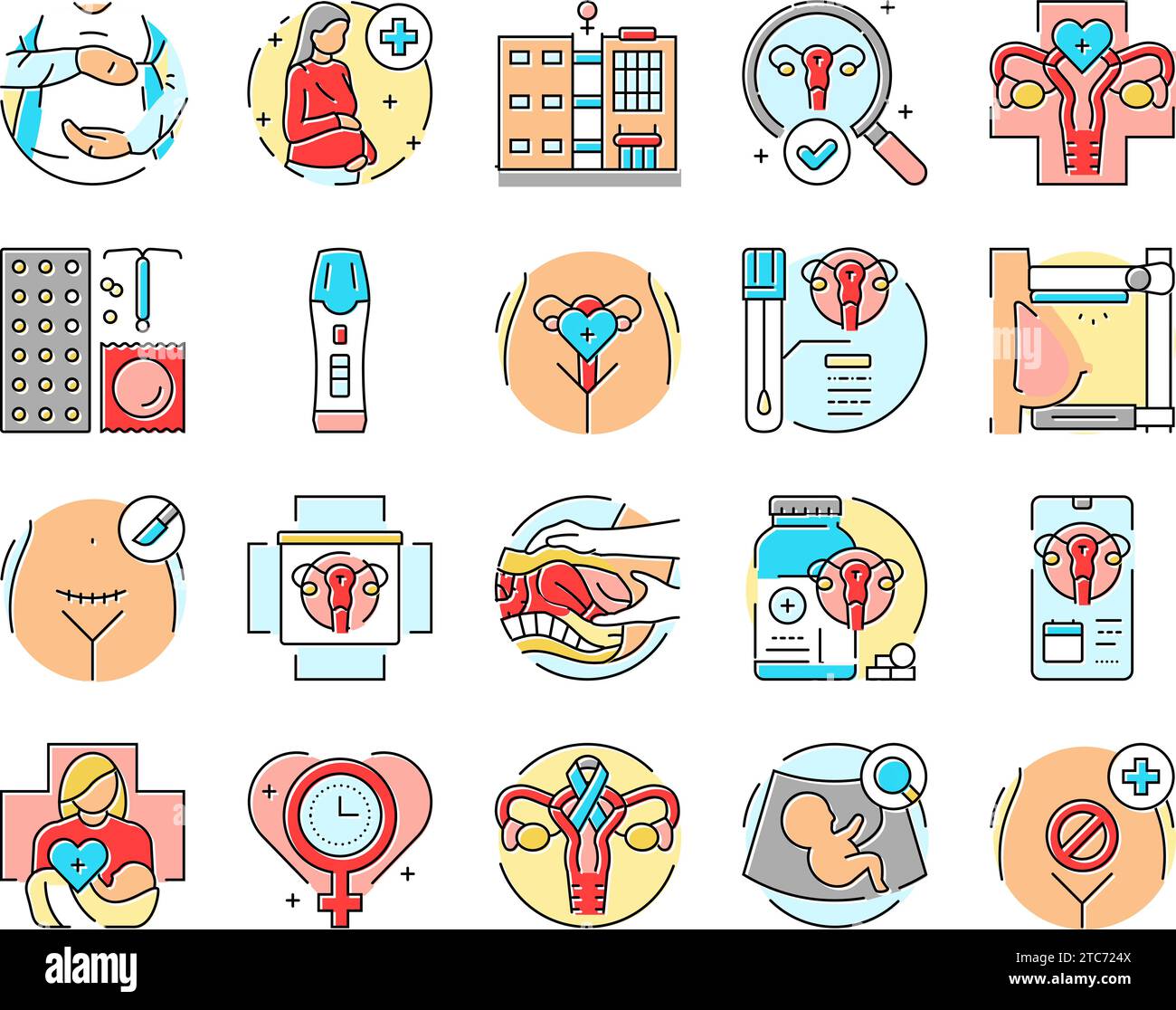 gynecologist doctor woman patient icons set vector Stock Vector Image ...