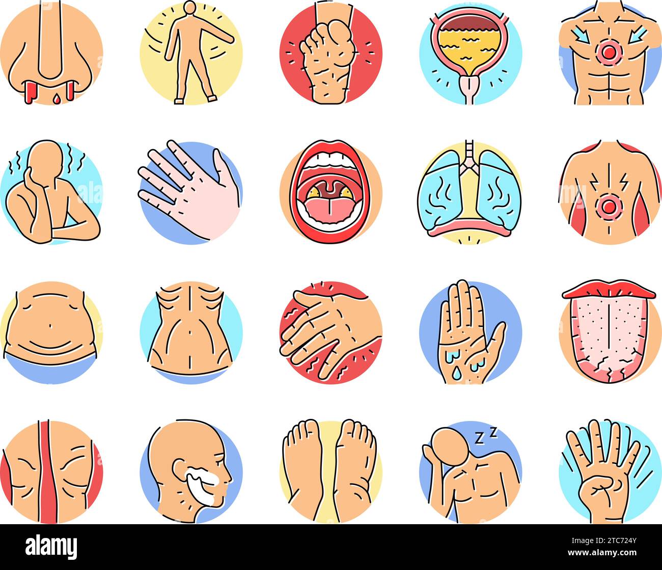 disease symptom health icons set vector Stock Vector Image & Art - Alamy