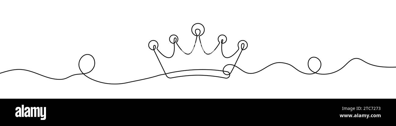 Crown linear background. One continuous line drawing of crown. Vector ...
