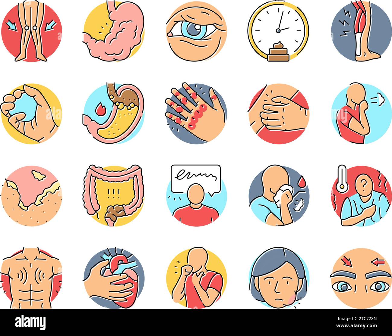 disease symptom health icons set vector Stock Vector Image & Art - Alamy