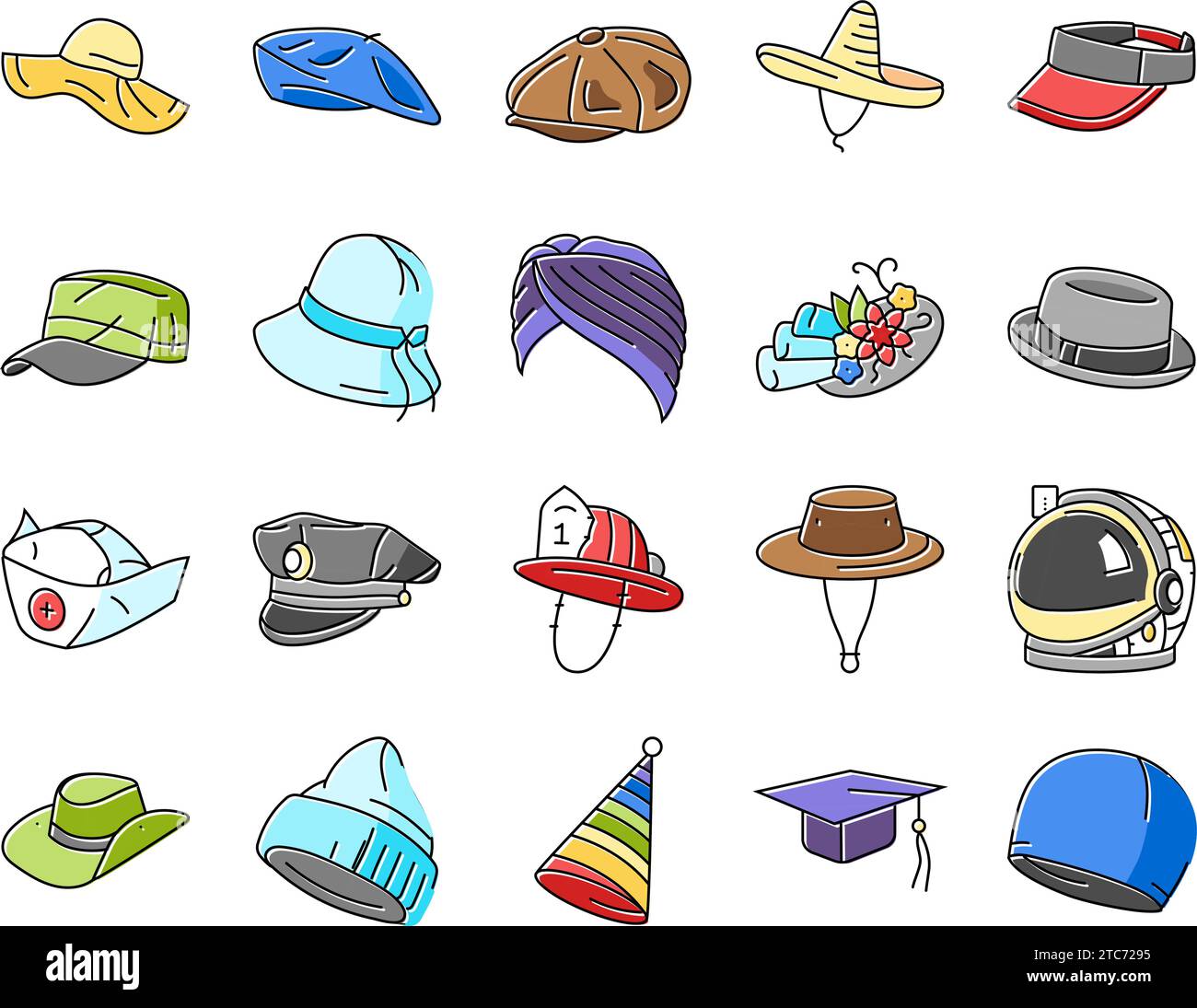 hat cap female fashion icons set vector Stock Vector Image & Art - Alamy