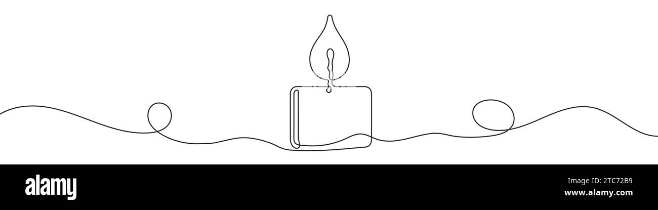 Continuous line drawing of candle. One line drawing background. Vector ...
