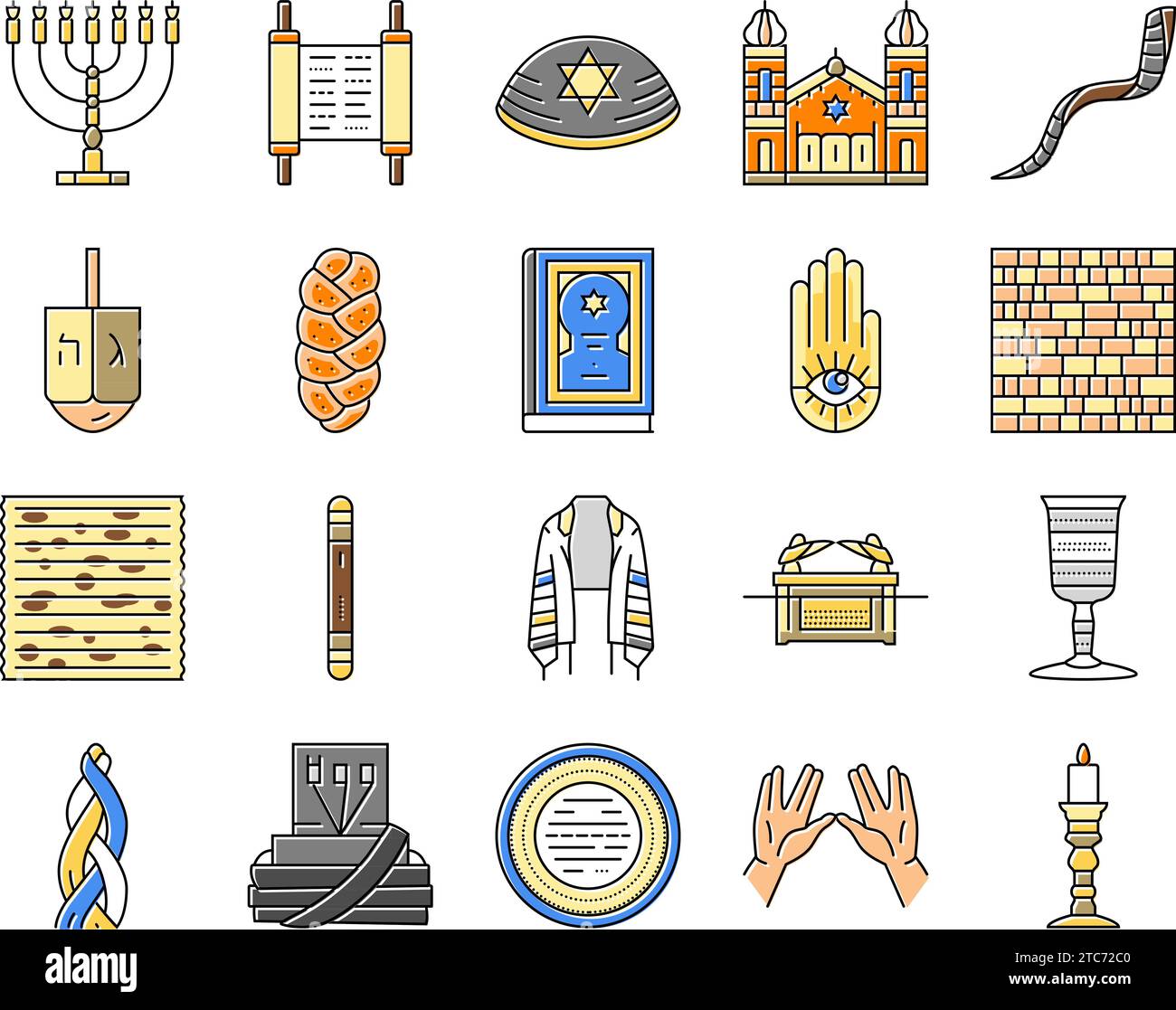 judaism jewish jew israel torah icons set vector Stock Vector Image ...