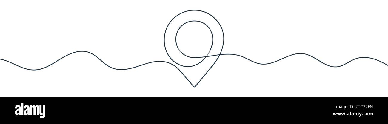 Continuous line drawing of GPS pin. One line drawing background. Vector ...