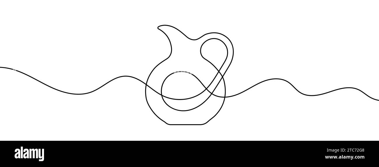 Continuous line drawing of jug. One line drawing background. Vector ...