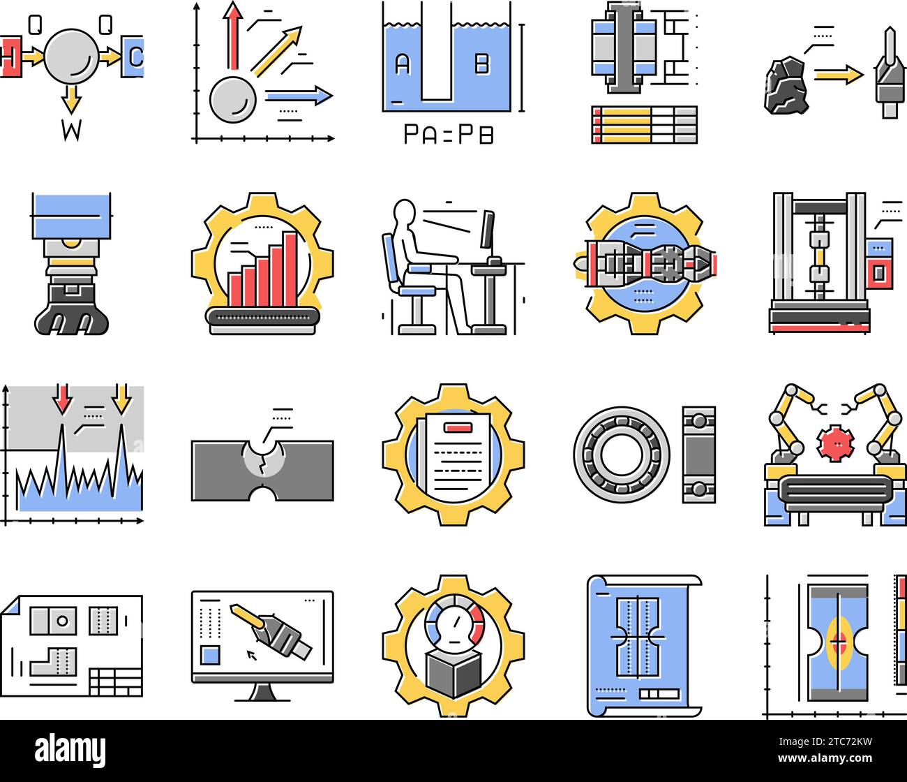 mechanical technology engineer icons set vector Stock Vector Image ...