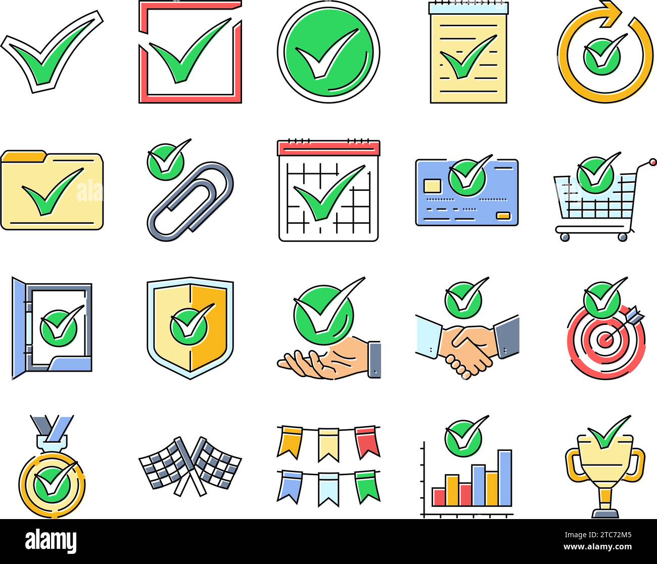check mark tick ok icons set vector Stock Vector Image & Art - Alamy