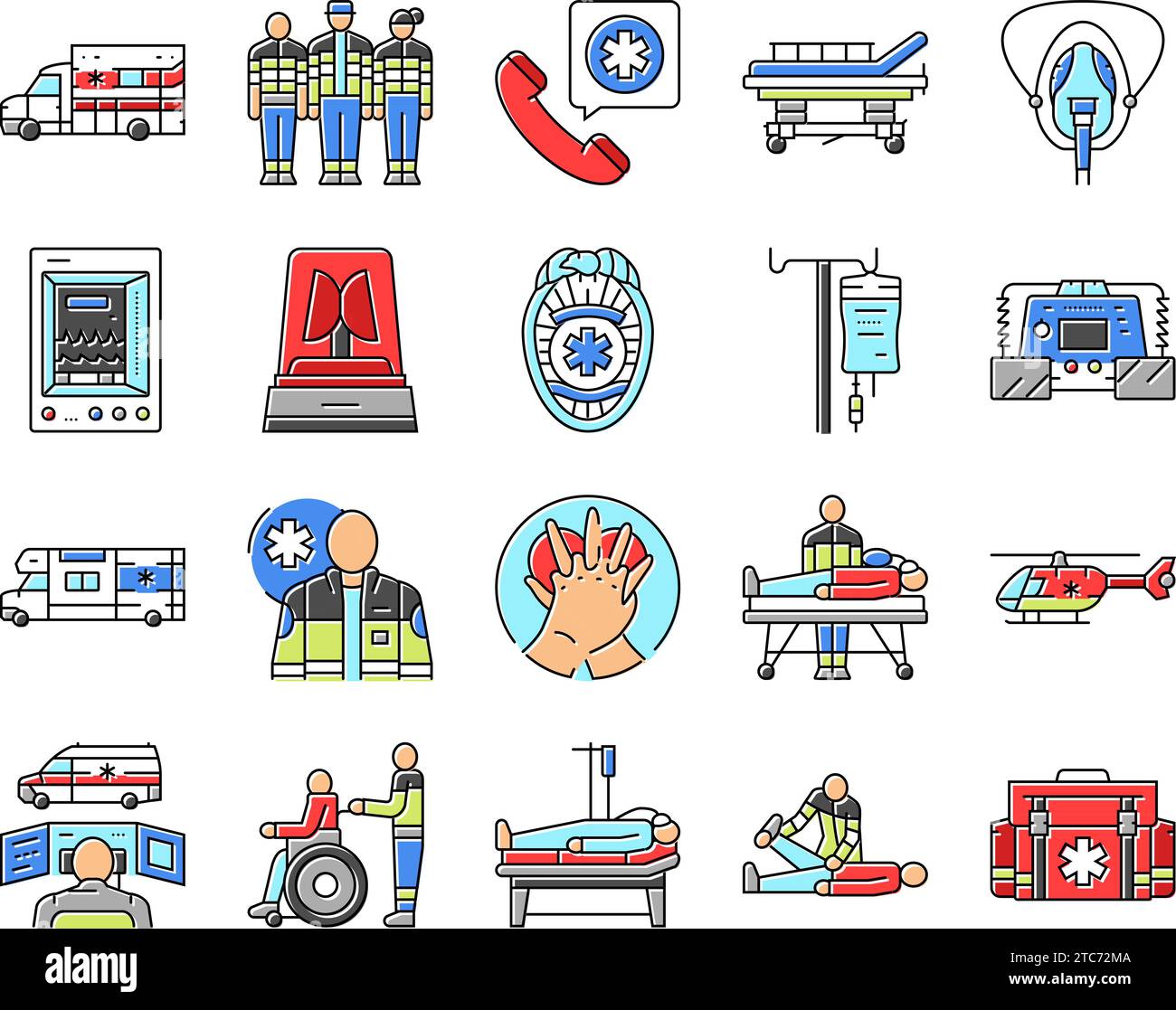 ambulance doctor hospital icons set vector Stock Vector Image & Art - Alamy