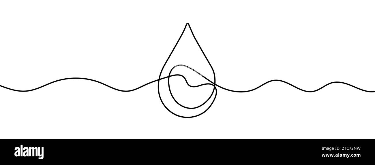 Continuous line drawing of water drop. One line drawing background ...