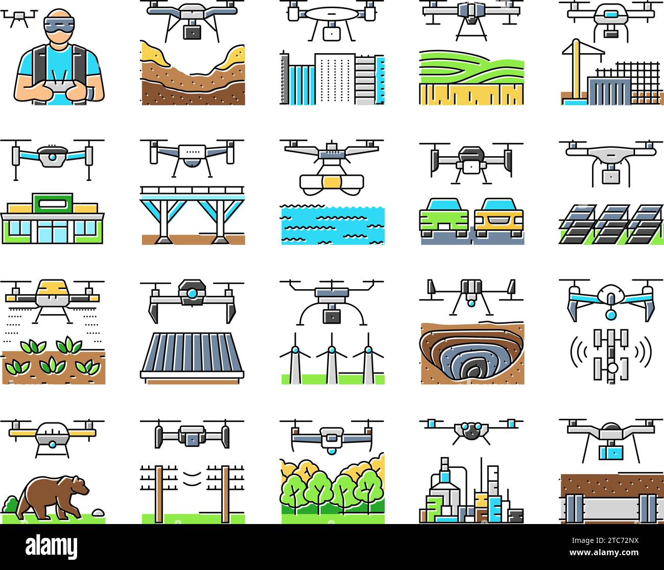 drone commercial use icons set vector Stock Vector Image & Art - Alamy