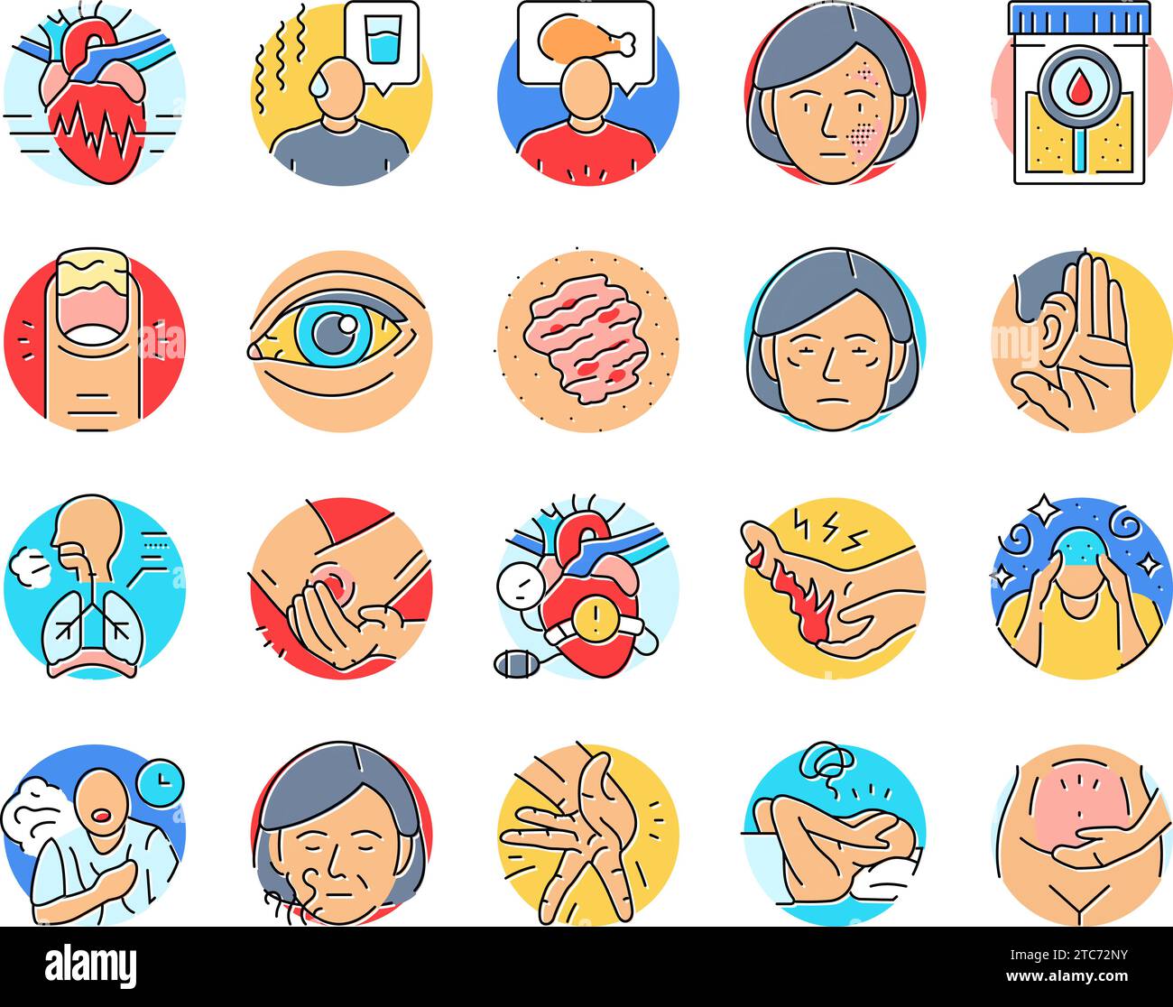 disease symptom health icons set vector Stock Vector Image & Art - Alamy