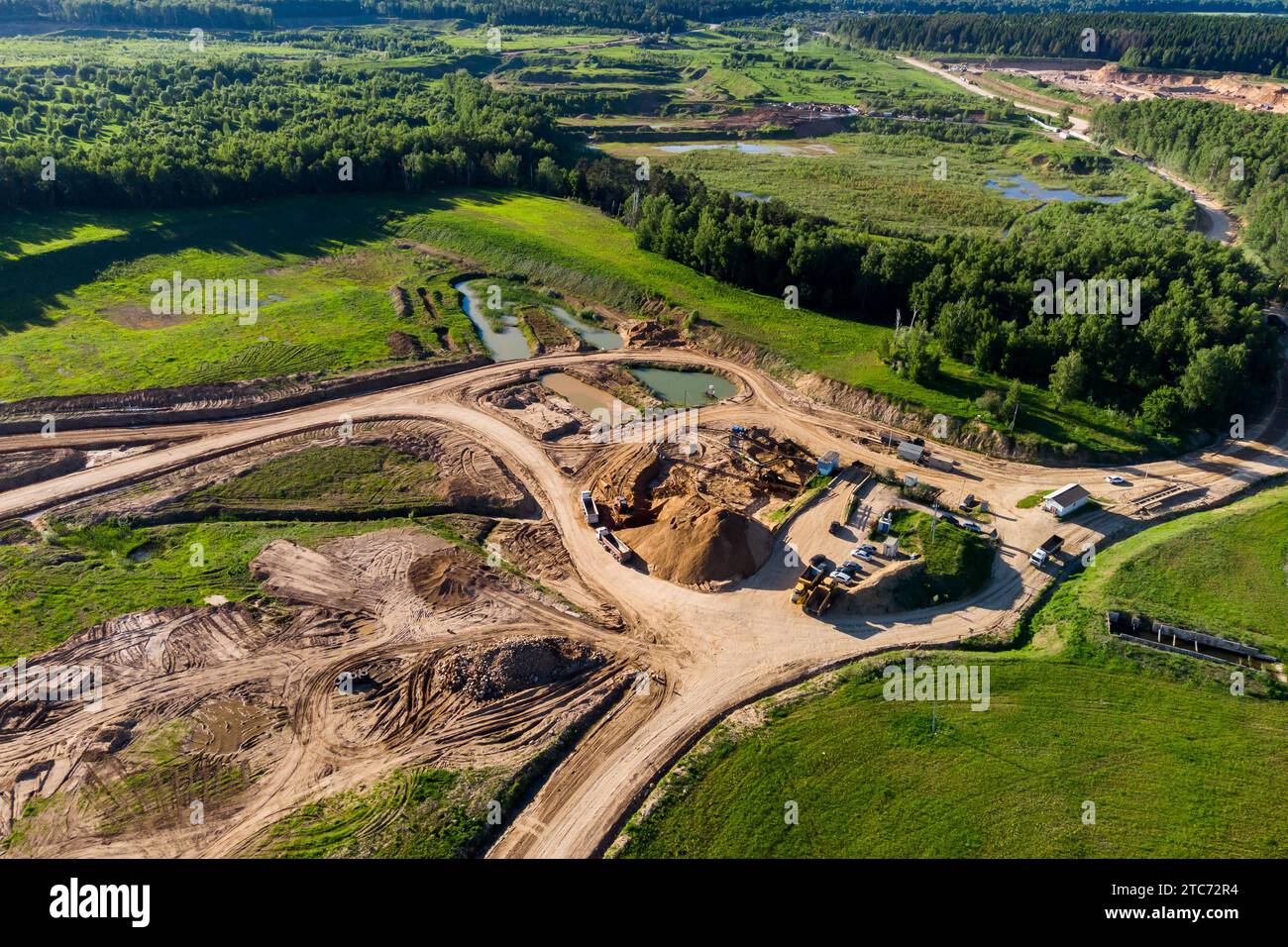 Screening plant at a sand quarry, top view Stock Photo - Alamy