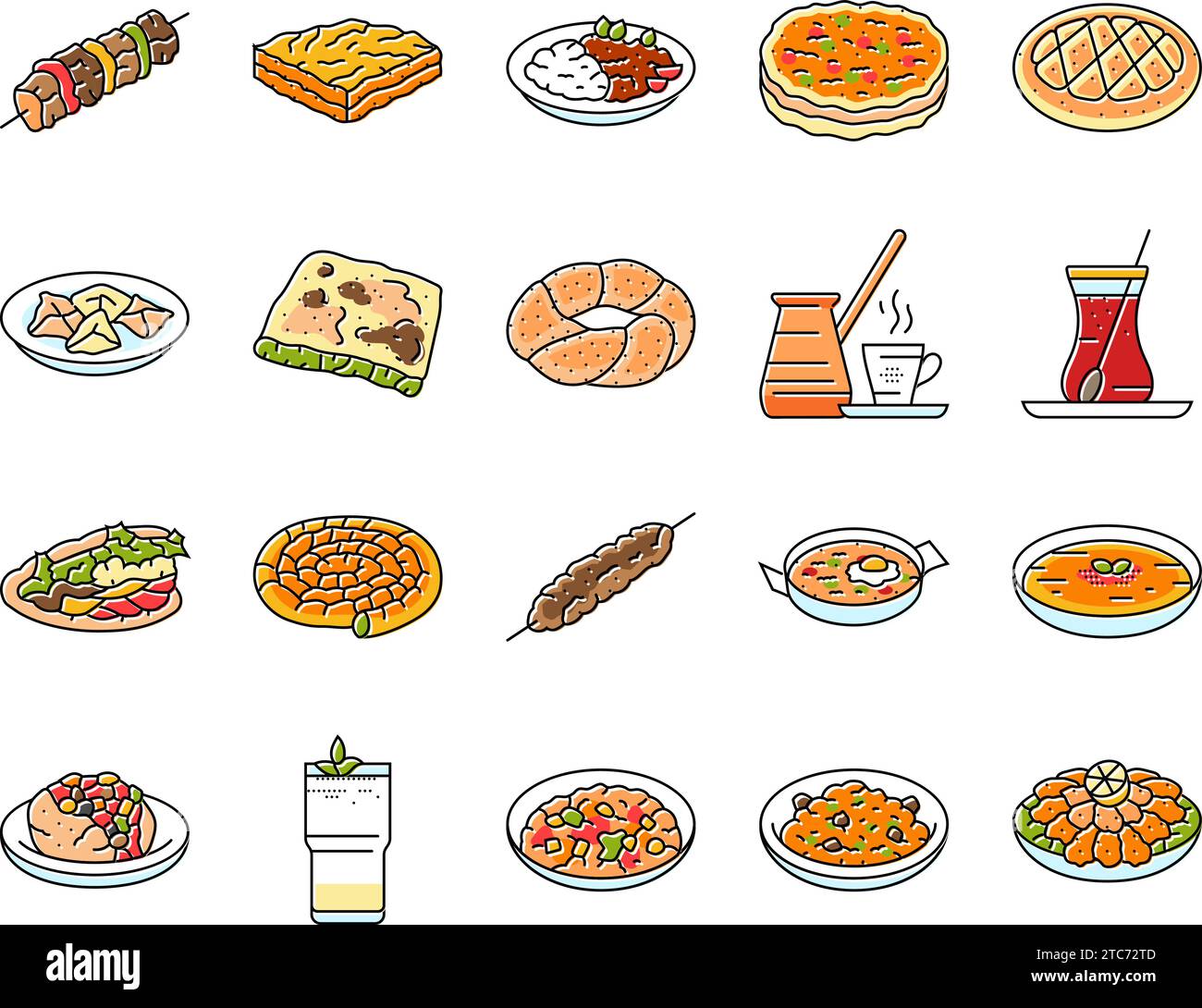 turkish cuisine food meal icons set vector Stock Vector Image & Art - Alamy