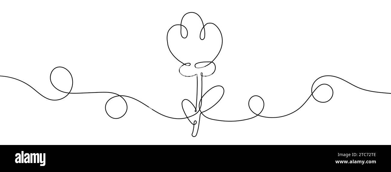Continuous line drawing of flower. One line drawing background. Vector ...