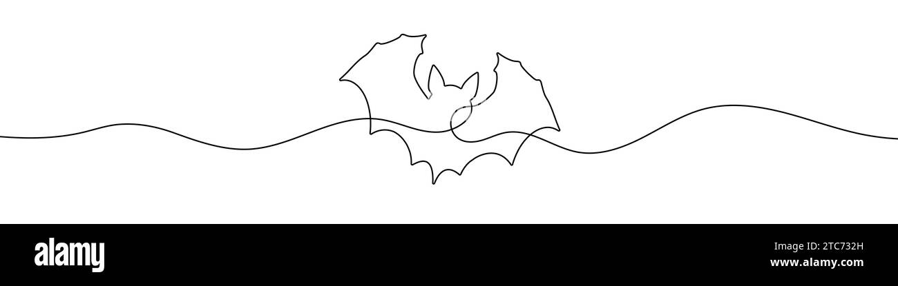 Continuous line drawing of bat. One line drawing background. Vector ... Continuous line drawing of bat. One line drawing background. Vector ...