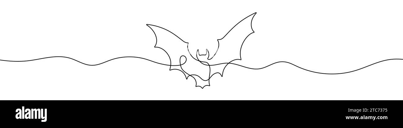 Continuous line drawing of bat. One line drawing background. Vector ... Continuous line drawing of bat. One line drawing background. Vector ...