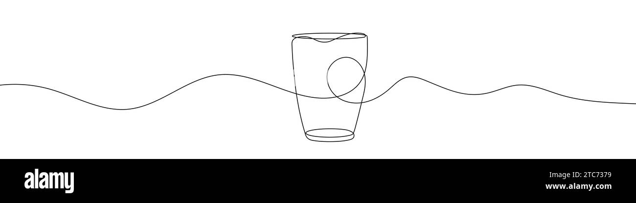 Continuous line drawing of glassful. One line drawing background ...