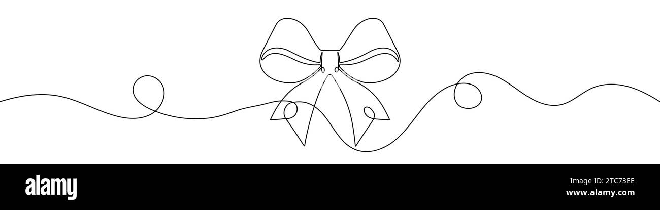 Continuous line drawing of gift bow. One line drawing background ...