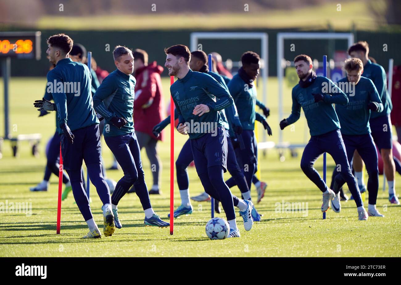 Arsenal's Declan Rice and Kai Havertz during a training session at the ...