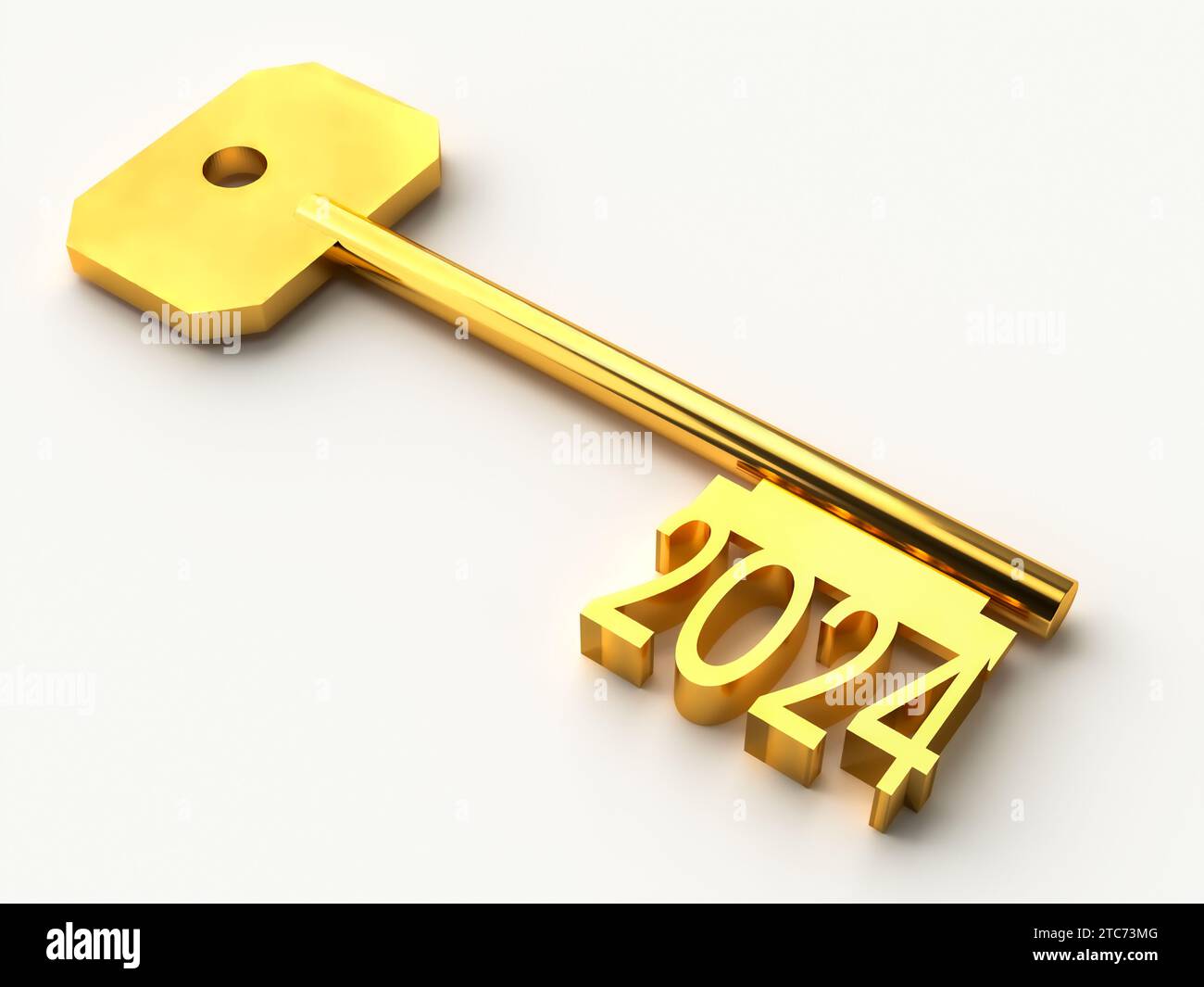 Concept golden key with new year 2024 numbers. 3d rendering Stock Photo ...