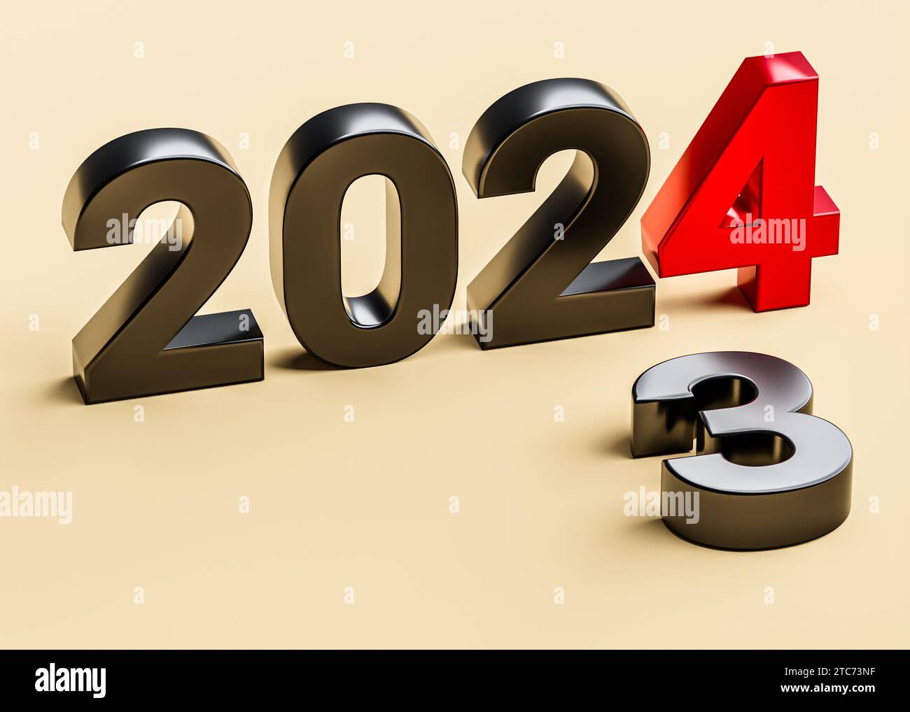 New year 2024 holiday concept. The number 2024 near old 2023. 3d render ...