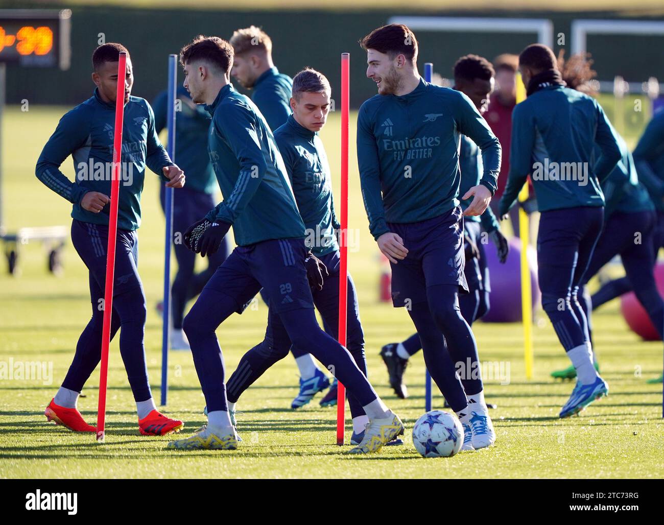 Arsenal's Declan Rice and Kai Havertz during a training session at the ...