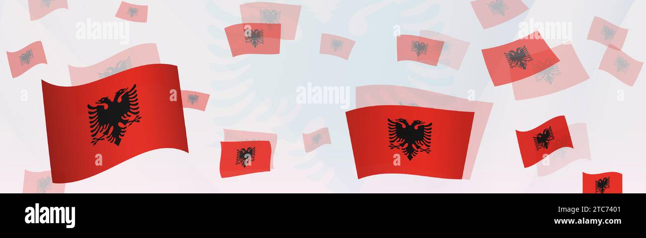 Albania flag-themed abstract design on a banner. Abstract background ...