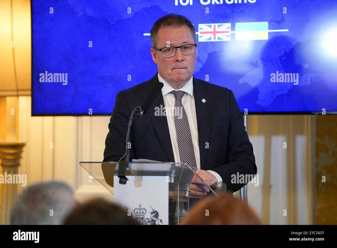 Norwegian Minister of Defence Bjorn Arild Gram speaks during a press ...