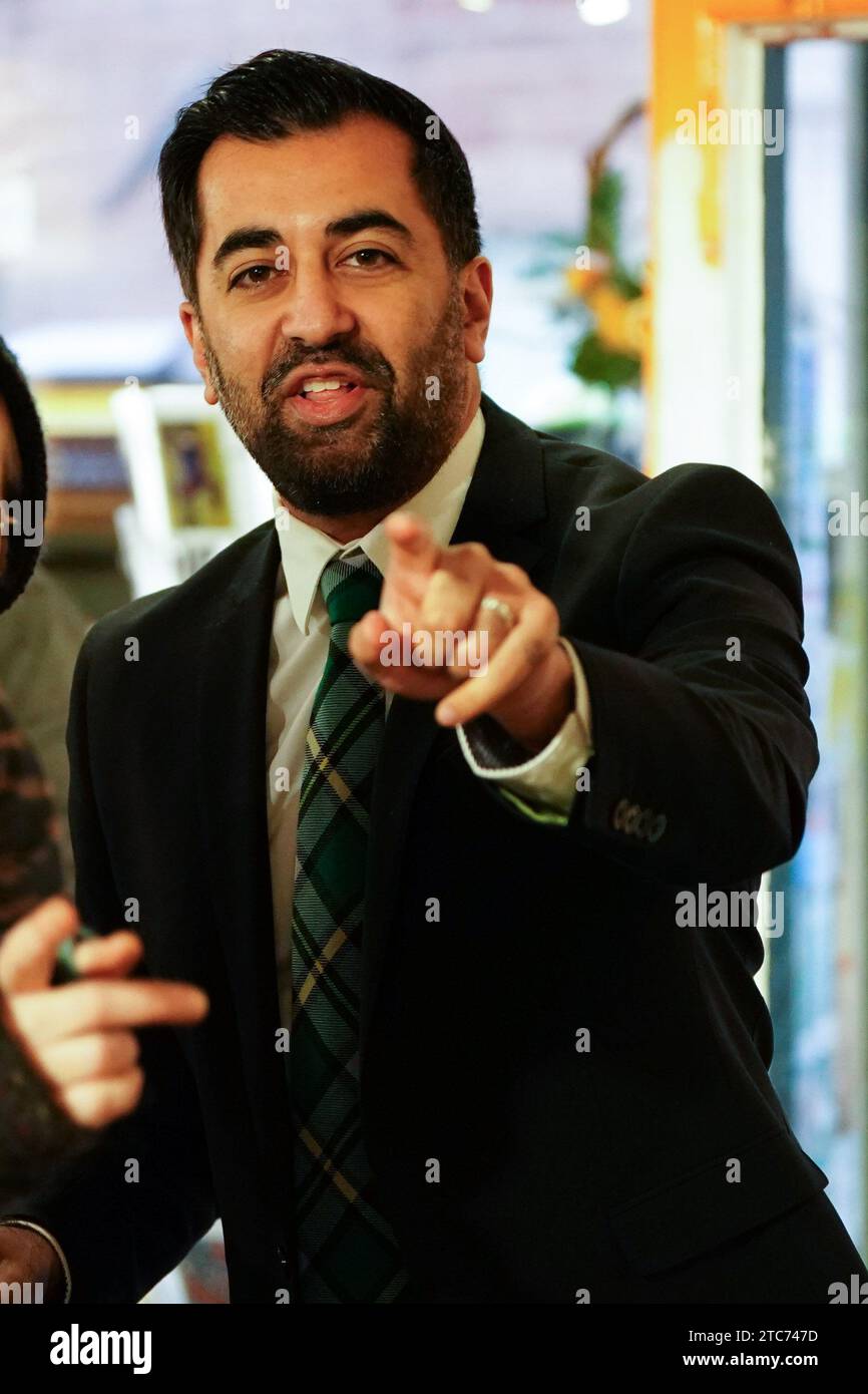 First Minister of Scotland Humza Yousaf visiting shops in Dunbar High ...