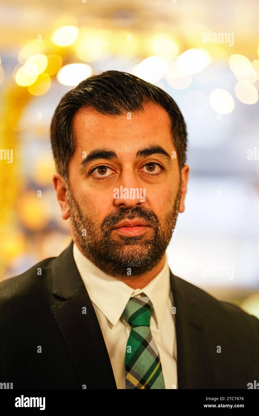 First Minister of Scotland Humza Yousaf visiting shops in Dunbar High ...