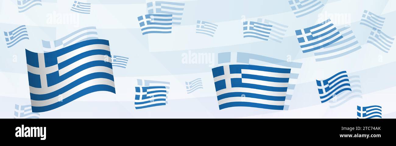 Greece flag-themed abstract design on a banner. Abstract background ...