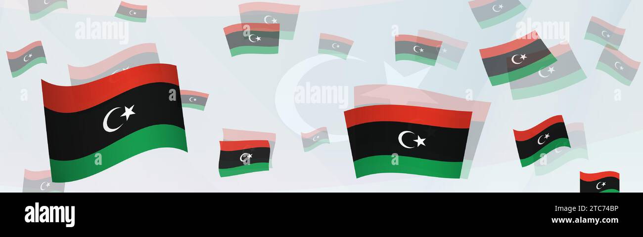 Libya flag-themed abstract design on a banner. Abstract background ...